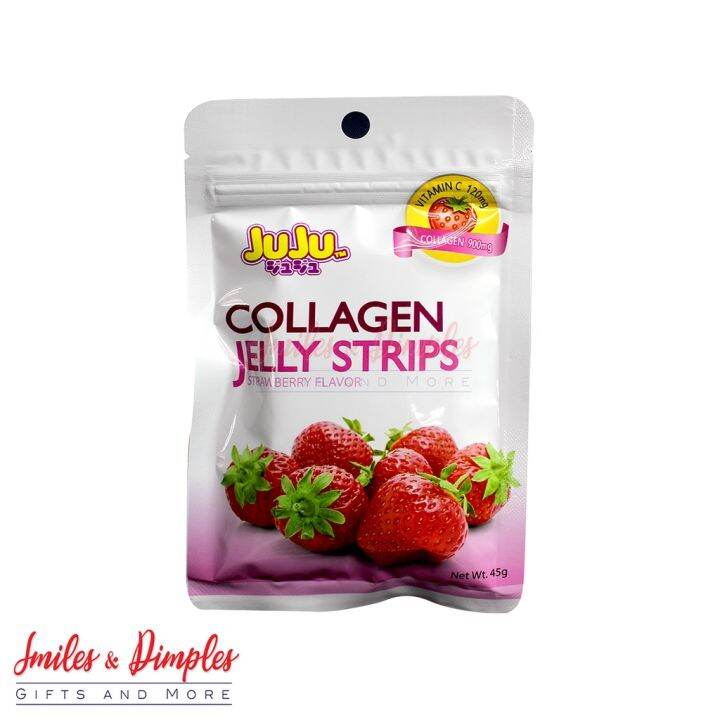 JUJU COLLAGEN JELLY STRIPS STRAWBERRY FLAVOR 45g (Jelly Candies ...