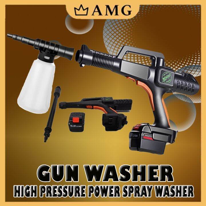 ♩Portable Cordless High Pressure Power Spray Gun Washer Car Motor Wash ...