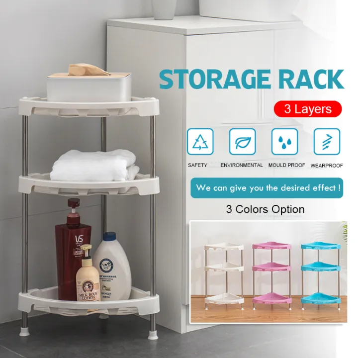 Kitchen Bathroom Corner Storage Rack 3 Layers Mould Proof Wearproof ...