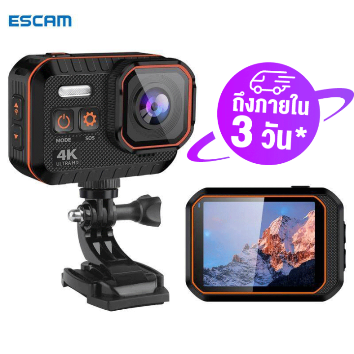 💛 [ถึงใน 3 วัน]ESCAM กล้องติดหมวกกันน็อคกล้องถ่ายใต้นำ4k พร้อมรีโมท ...