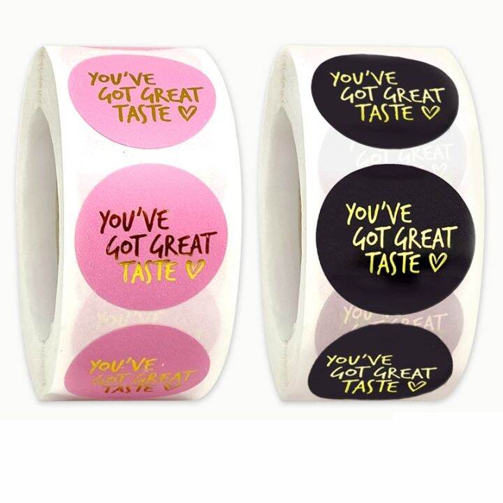 【cw】﹍ 500pcs Pink Youve Got Taste Stickers Gold Foil Business Thank
