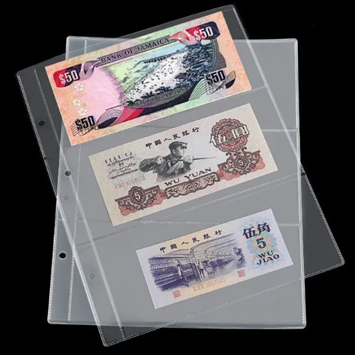 WORE 10X Note Pages Album Paper Money 3 Pockets Banknote Holders ...