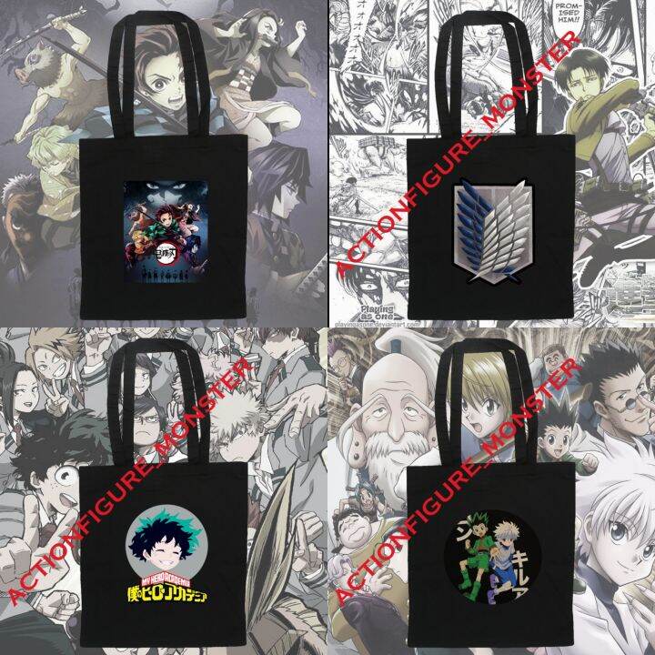 Tas Tote bag Totebag Attack on titan AOT Kimetsu No yaiba Hunter X ...