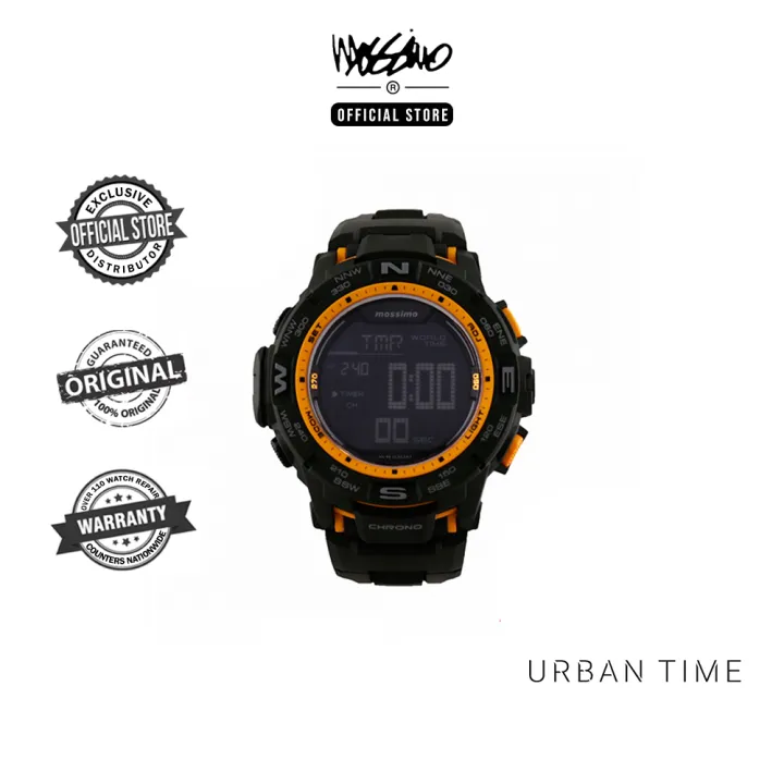 Mossimo Trevan Men Black Rubber Strap Digital Watch MS-1802G-BLK ...