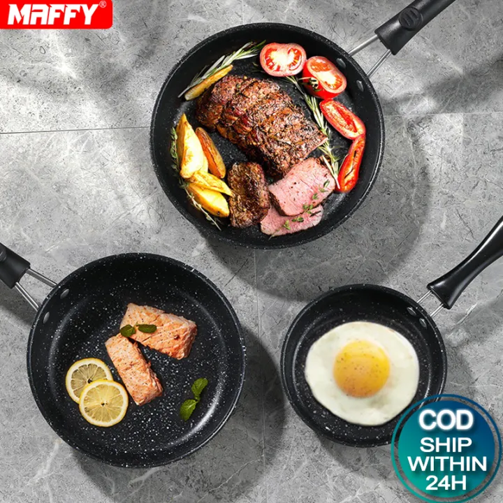 Maffy Korean Style Non Stick Frying Pan Fresh Kitchen Pre-Seasoned Cast ...