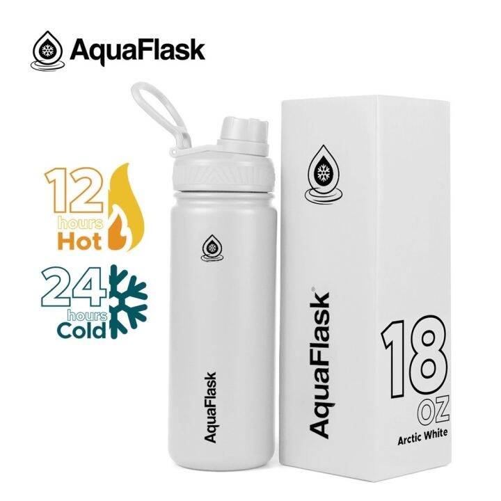 Aquaflask 18oz Arctic White Wide Mouth with Spout Lid Vacuum Insulated ...