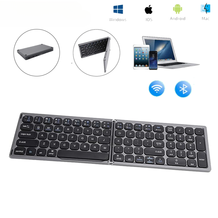Bluetooth Foldable Keyboard with Numeric Keypad Full Size Portable ...