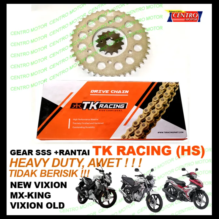 GEAR SET SSS+RANTAI TK RACING HS untuk NEW VIXION,VIXION OLD,MX-KING ...