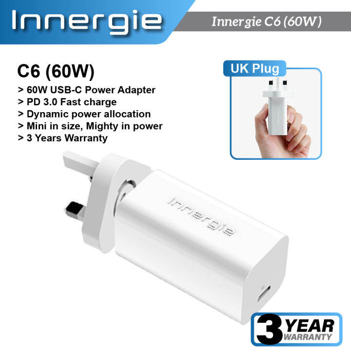 Innergie C6 60W GaN Technology PD 3.0 USB C Fast Charger Power Adapter Compatible with Phone And ...
