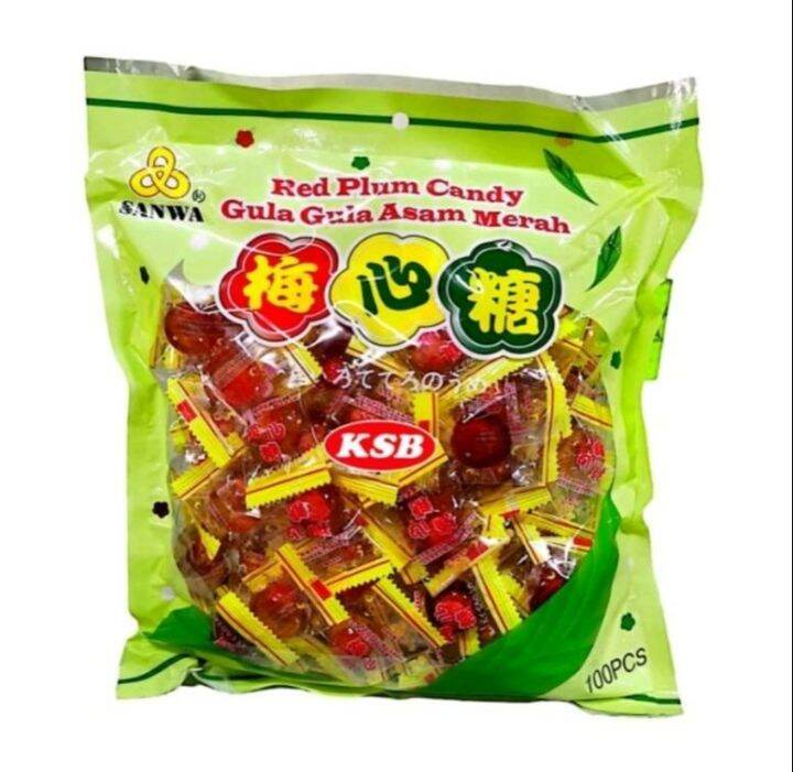 【100 pcs】Sanwa Red Plum Candy/Gula Gula Asam Merah | Lazada