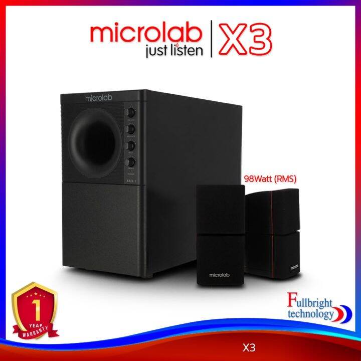 Microlab X3 Speaker 2.1 Ch. (98 Watt) ลำโพงคอมพิวเตอร์ พร้อมซับวูฟเฟอร์ ...