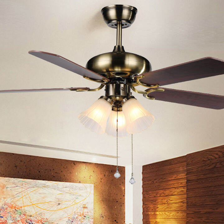 American Retro Fan Ceiling Gold Chandelier Design Elegant Modern ...