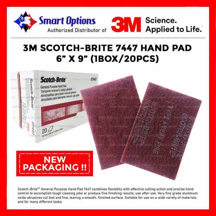 3M Scotch-Brite 100 pads General Purpose Hand Pad 7447 6 in x 9 in (Aluminum Oxide) Maroon ...