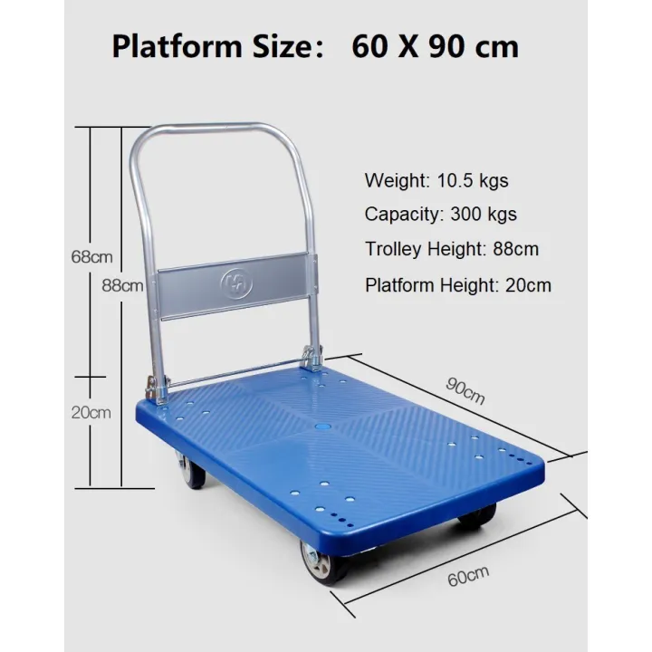 Foldable Platform Trolley For Heavy Weight Heavy Duty Push Cart 90*60cm ...