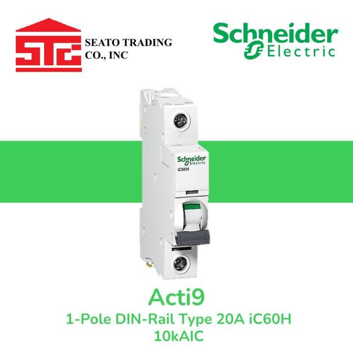 Schneider Acti9 iC60N 2P 20A C DIN-Rail Type Miniature Circuit Breaker 10kAIC (A9F74220) | Lazada PH
