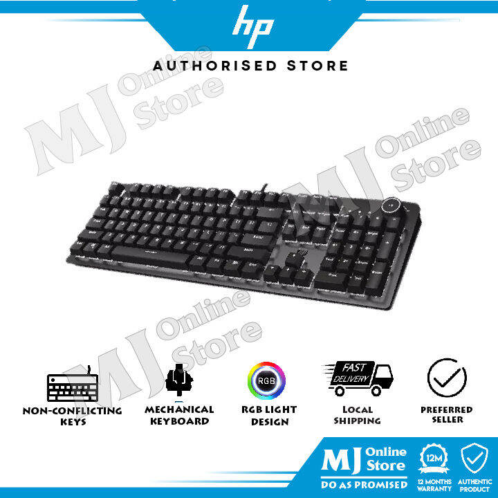HP K10G Gaming Mechanical Keyboard Adjustable LED BackLight Blue Black Brown Switch with ...