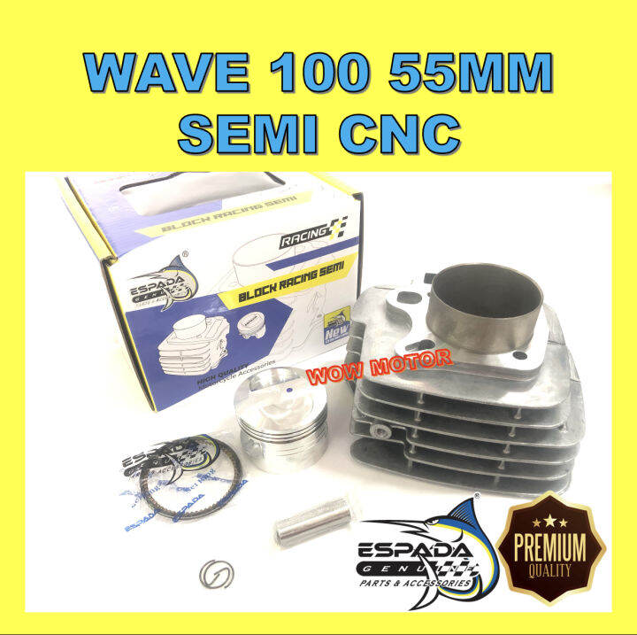 EX5 DREAM RACING BLOCK 55 MM SEMI CNC PISTON ESPADA WAVE 100 BLOK RACE 55MM WAVE100 RACING BLOCK ...