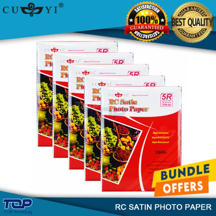 5packs Cuyi RC Satin Photo Paper Size: 5R 260gsm 20Sheets High Quality ...