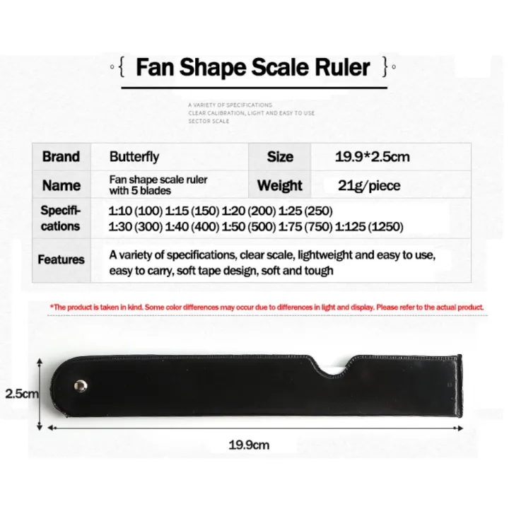 Butterfly Fan Shape Architects Scale Ruler Foldable Rulers With 5 ...