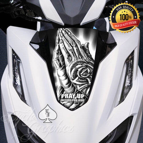 HONDA CLICK 160 V3 FRONT STICKER PRAYING HANDS ej cycle | Lazada PH