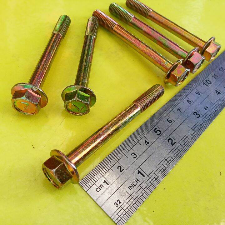 FLANGE BOLT KUNING M8 X 70 / BAUT 12 KUNCI 12 / BAUT TOPI M8 X 70 KUNING / FLANGE BOLT M8X70 ...