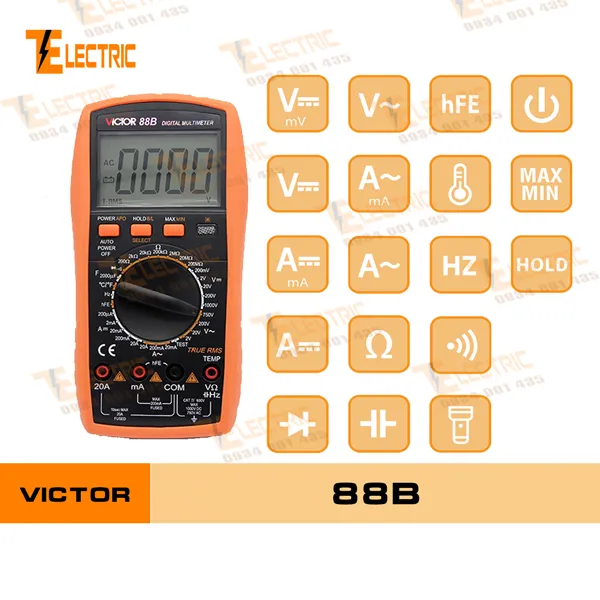 [HCM]Victor VC - 88B Đồng Hồ Đo Điện Đo Tụ Điện Đo Tần Số Đo Nhiệt Độ Victor VC 88B | Lazada.vn