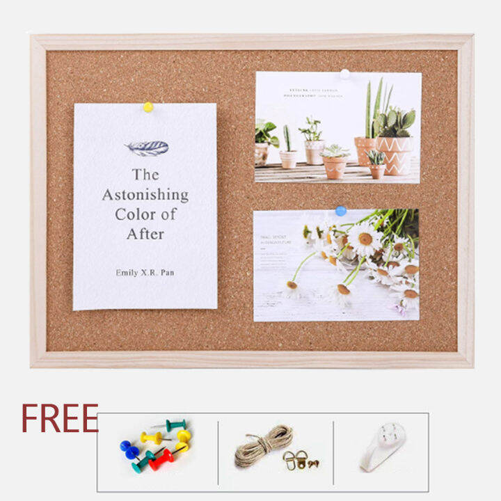 Office Cork Board Single-sided Cork Push Pins Board Wood Hanging ...