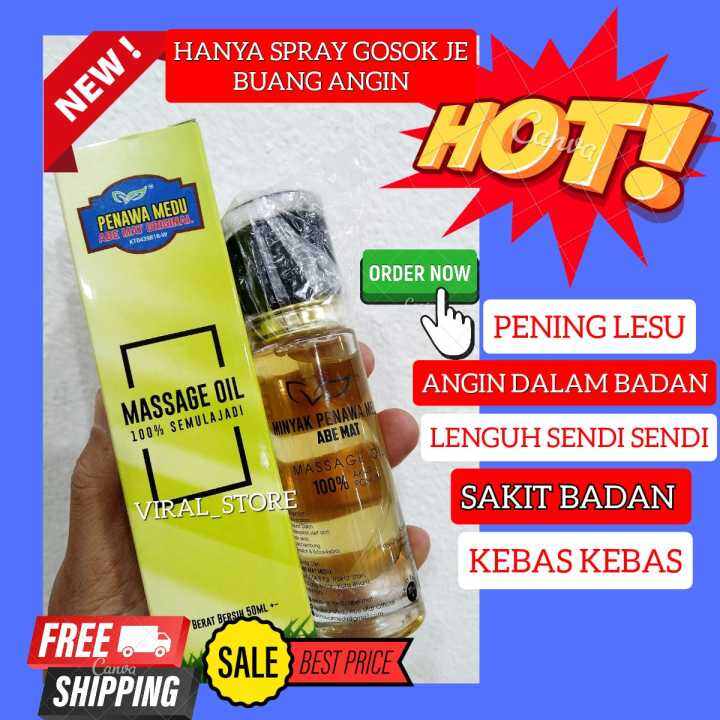 ABE MAT MEDU MINYAK MASSAGE OIL SPRAY BUANG ANGIN DALAM BANDAN ORIGINAL ...