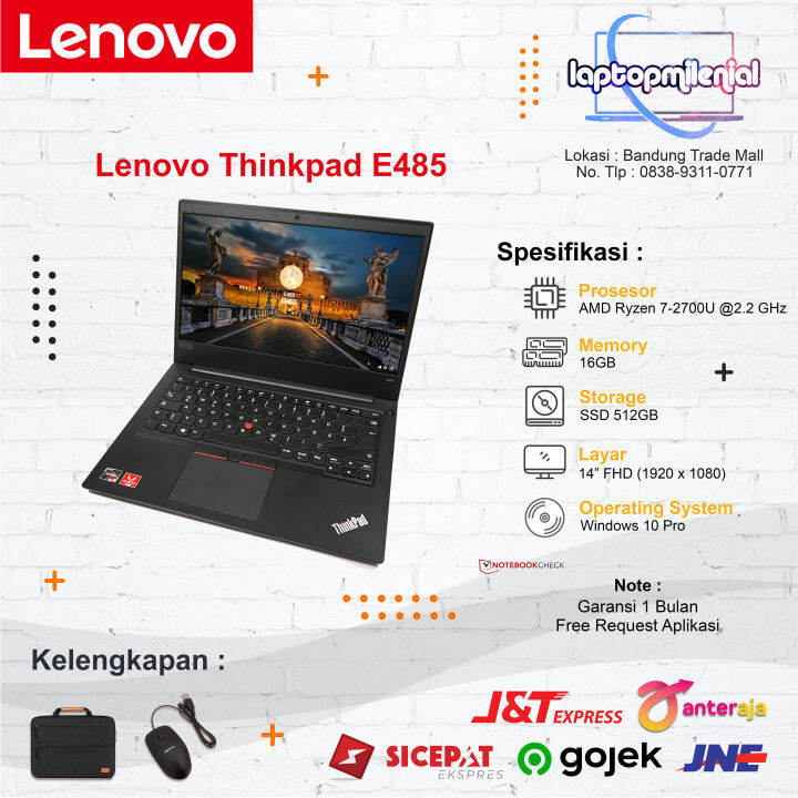 Lenovo Thinkpad E485 AMD Ryzen 7-2700U RAM 16GB SSD 512GB 14" FHD Win ...