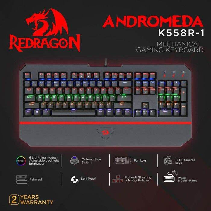 Redragon K558R-1 Mechanical Gaming Keyboard Rainbow ANDROMEDA | Lazada ...
