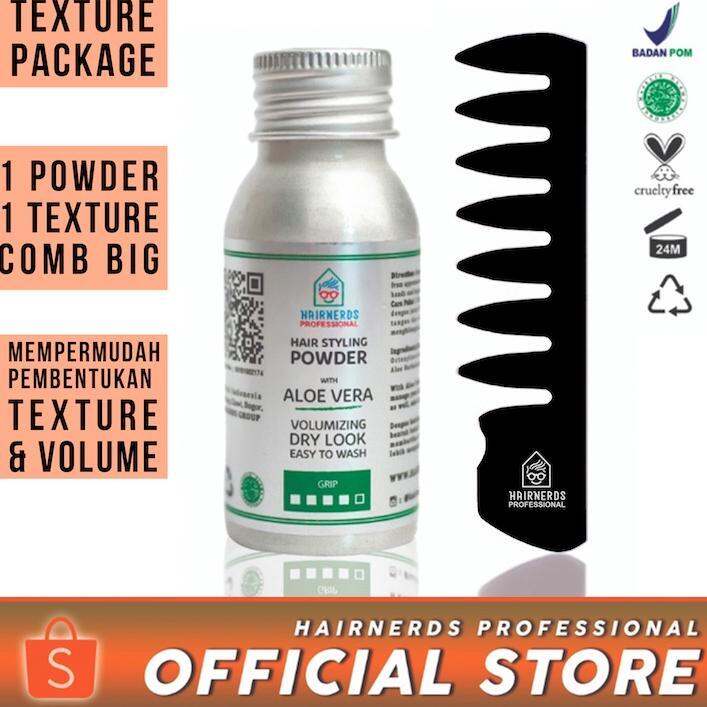 Hairnerds Professional - Powder / Pomade Bubuk + Texture Comb Besar ...