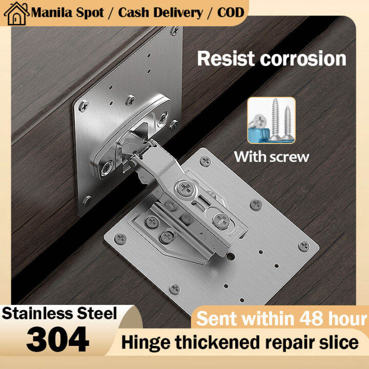 Hinge Repair Plates Stainless Steel Cabinet Door Hinges Plate | Lazada PH