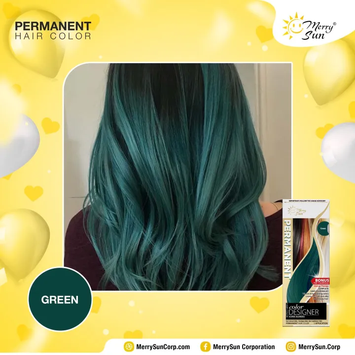 Merry Sun Permanent Hair Color Hair Dye Kit GREEN | Lazada PH
