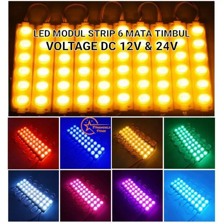 LED Modul Strip 6 Mata 12V 24V / Lampu Modul Mata Timbul SMD 3030 | Lazada Indonesia