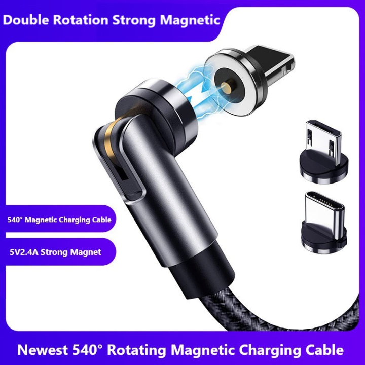 540 Rotate Cable Magnetic Charger Rotatable Charger For Android Micro ...