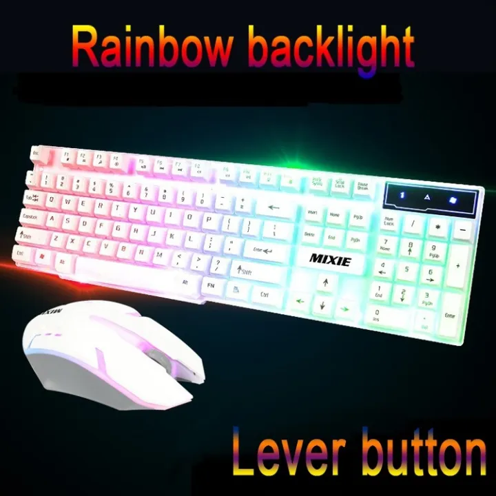 Rainbow Backlight USB Wired Gaming Keyboard and Mouse Combo for Laptop ...