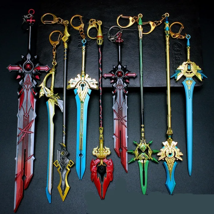 Genshin Impact Anime Sword Model Weapon Set Toy Tartaglia Ganyu Venti ...