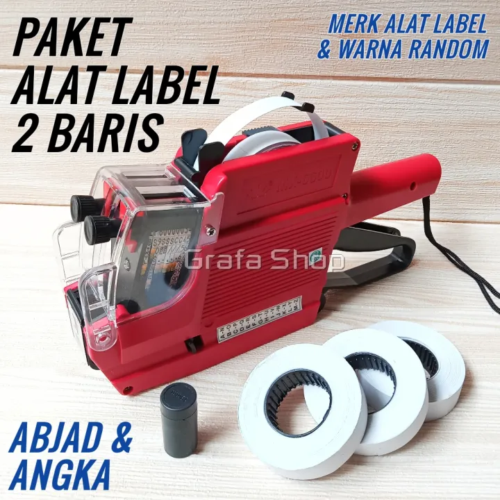 PAKET Alat Label Harga 2 BARIS kertas label dan tinta | Lazada Indonesia