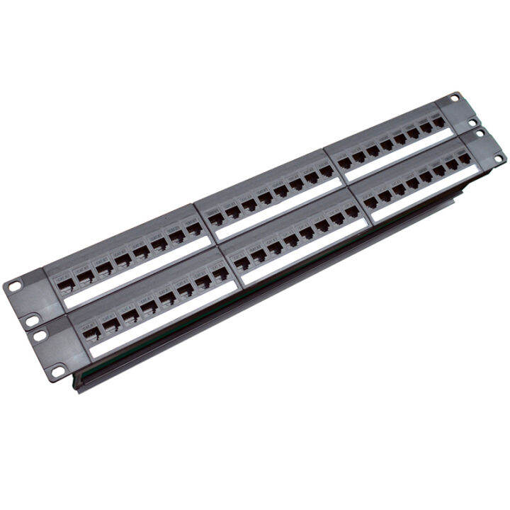 19Inch 1U Cabinet Rack Pass-Through 24 Port CAT6 Patch Panel RJ45 Cable ...