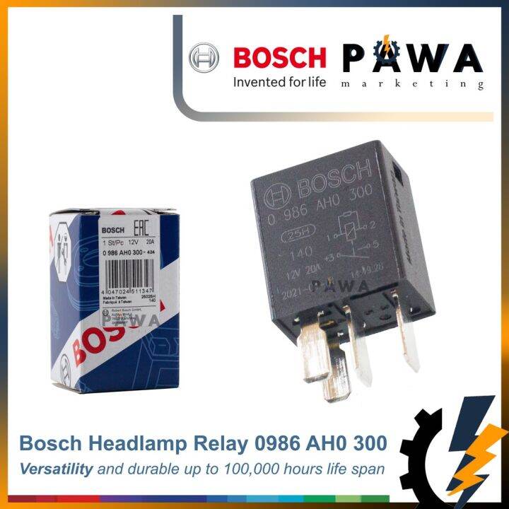 BOSCH Head Lamp Relay 4PIN 12V 20A 0986 AH0 300 (PW537075) | Lazada