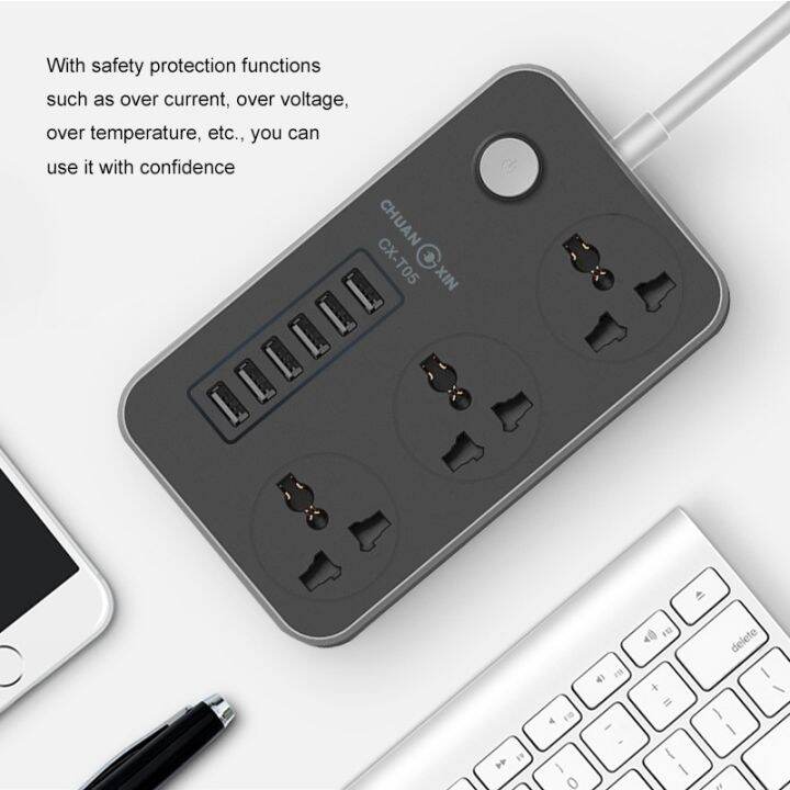 Plug Socket Multiple Socket 6 USB Ports Extension Charger Outlet ...