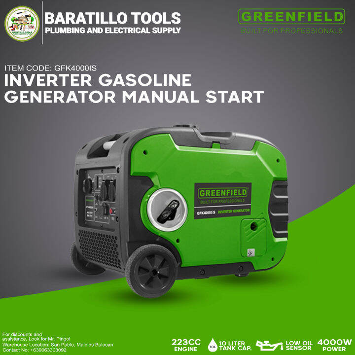 GREENFIELD 4000W INVERTER GASOLINE GENERATOR (MANUAL START/ELECTRIC ...