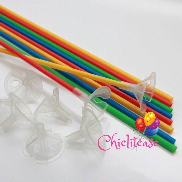 Tangkai balon/pegangan balon+cup/stik stick balon latex/gagang balon ...