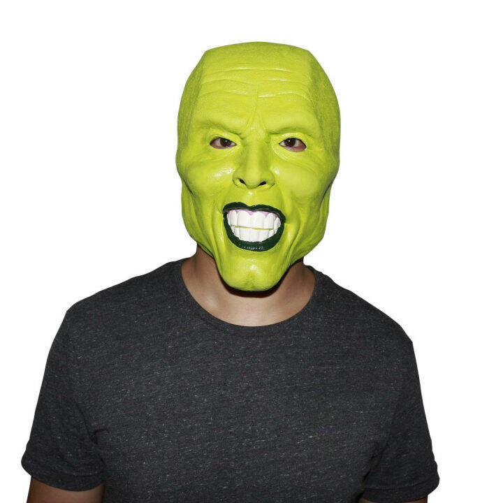 Green Latex Mask Jim Carrey Movie Fancy Dress Loki The Mask Halloween ...