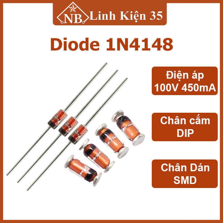 Gói 10 con Diode Zener 1N4148 chân cắm, chân dán dòng điện 450mA điện áp 100V | Lazada.vn