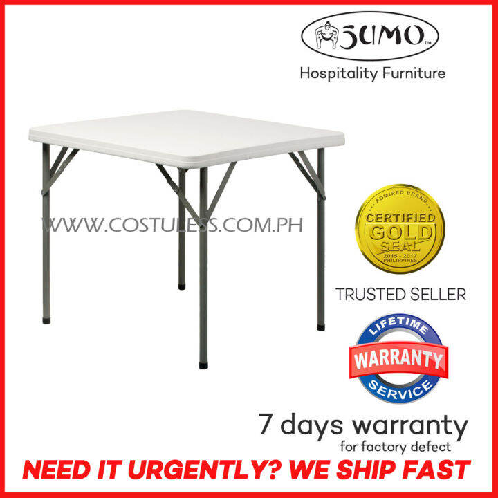 Sumo ST-34S1 34 Square Solid Top Folding Plastic Table (White) | Lazada PH