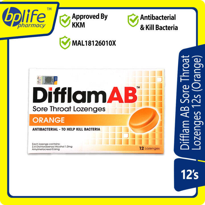 Difflam AB Sore Throat Lozenges 12s (Orange) | Lazada