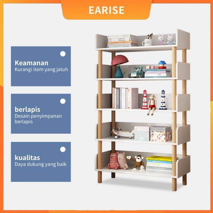 EARISE Lemari Buku Serbaguna 4 Susun Rak buku minimalis Rak Susun Kayu ...