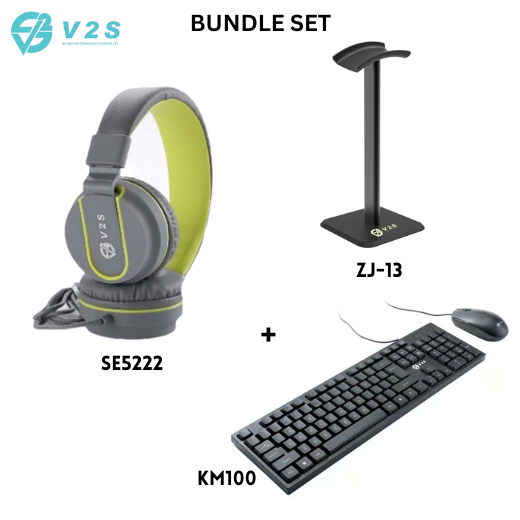 V2S Bundle Wired Keyboard & Mouse Set With 3.5mm Jack Wired Stereo ...