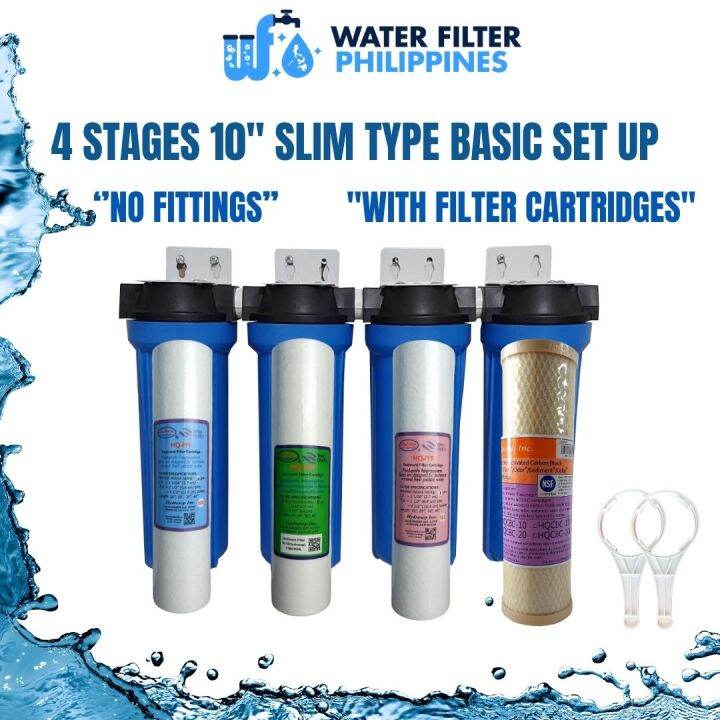 Water Filter 4 Stages 10" Slim Type Basic Complete Set Up Ideal for ...